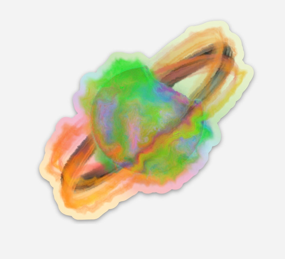 Holographic Trippy Planet Sticker - Kaily Jayne